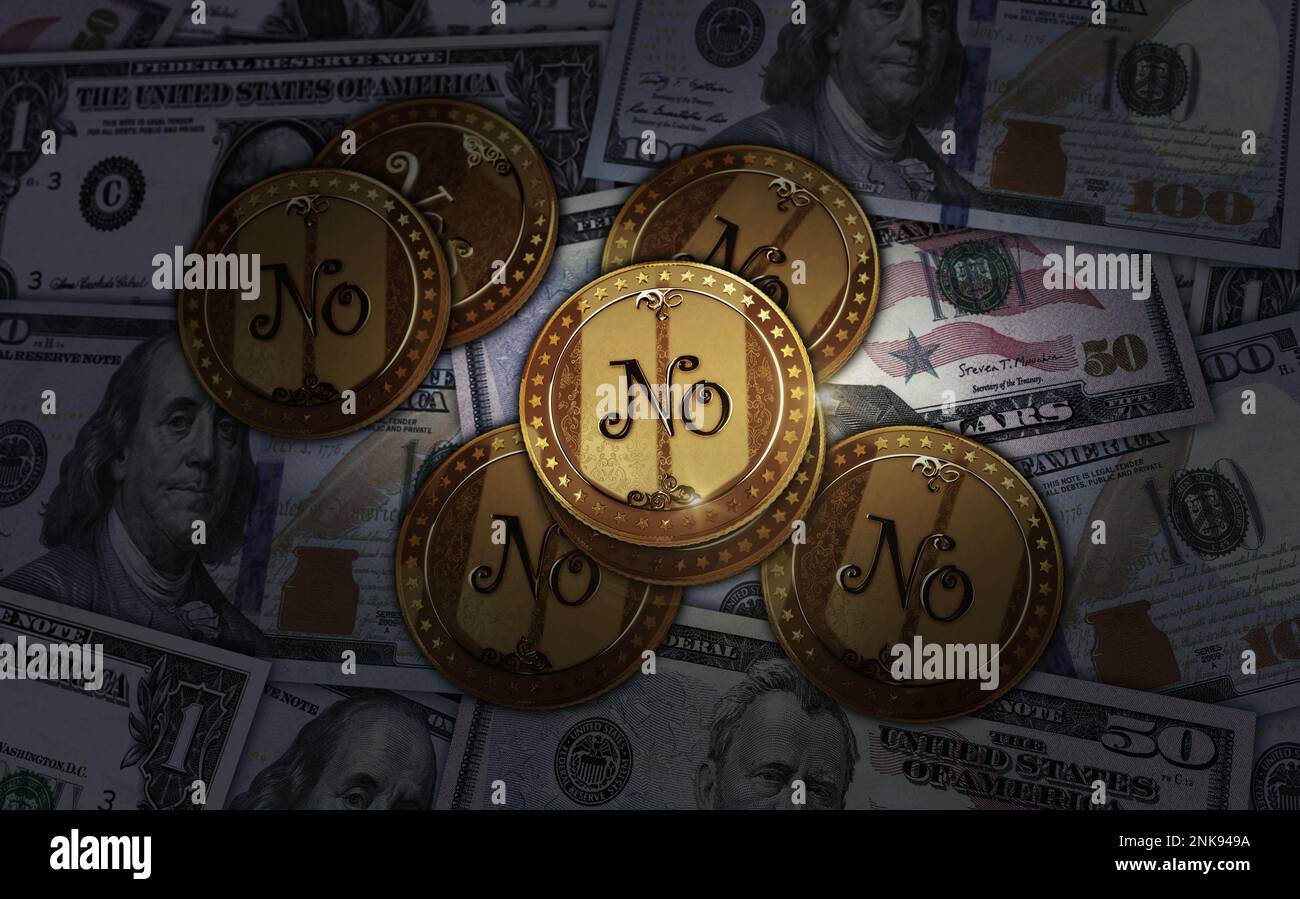 Yes or No random decision choice and gamble golden coin over Dollar ...