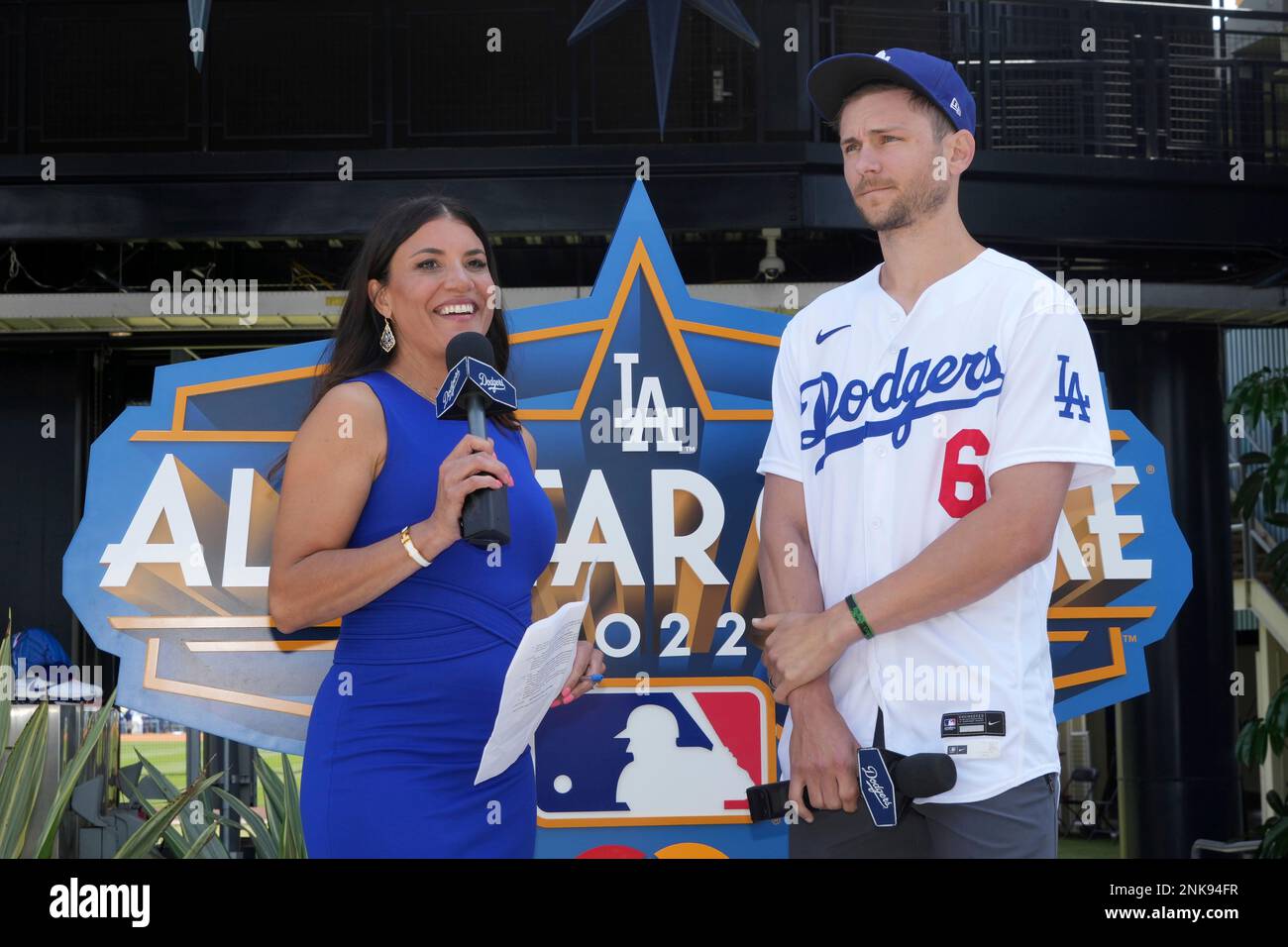 Los Angeles Dodgers shortstop Trea Turner (6) is interviewed by MLB ...