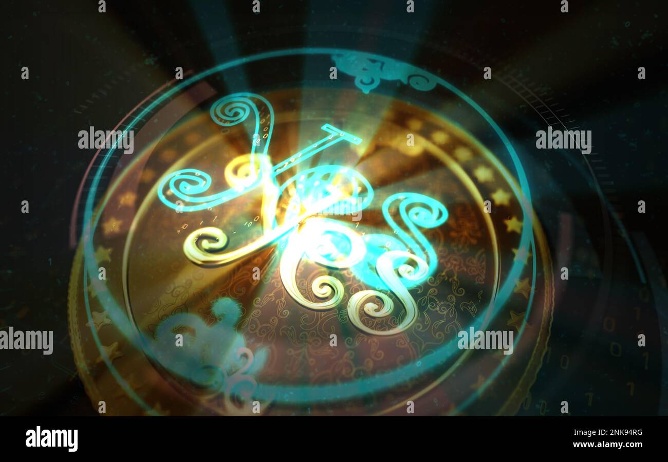 Yes or No random decision choice and gamble gold coin on green screen ...