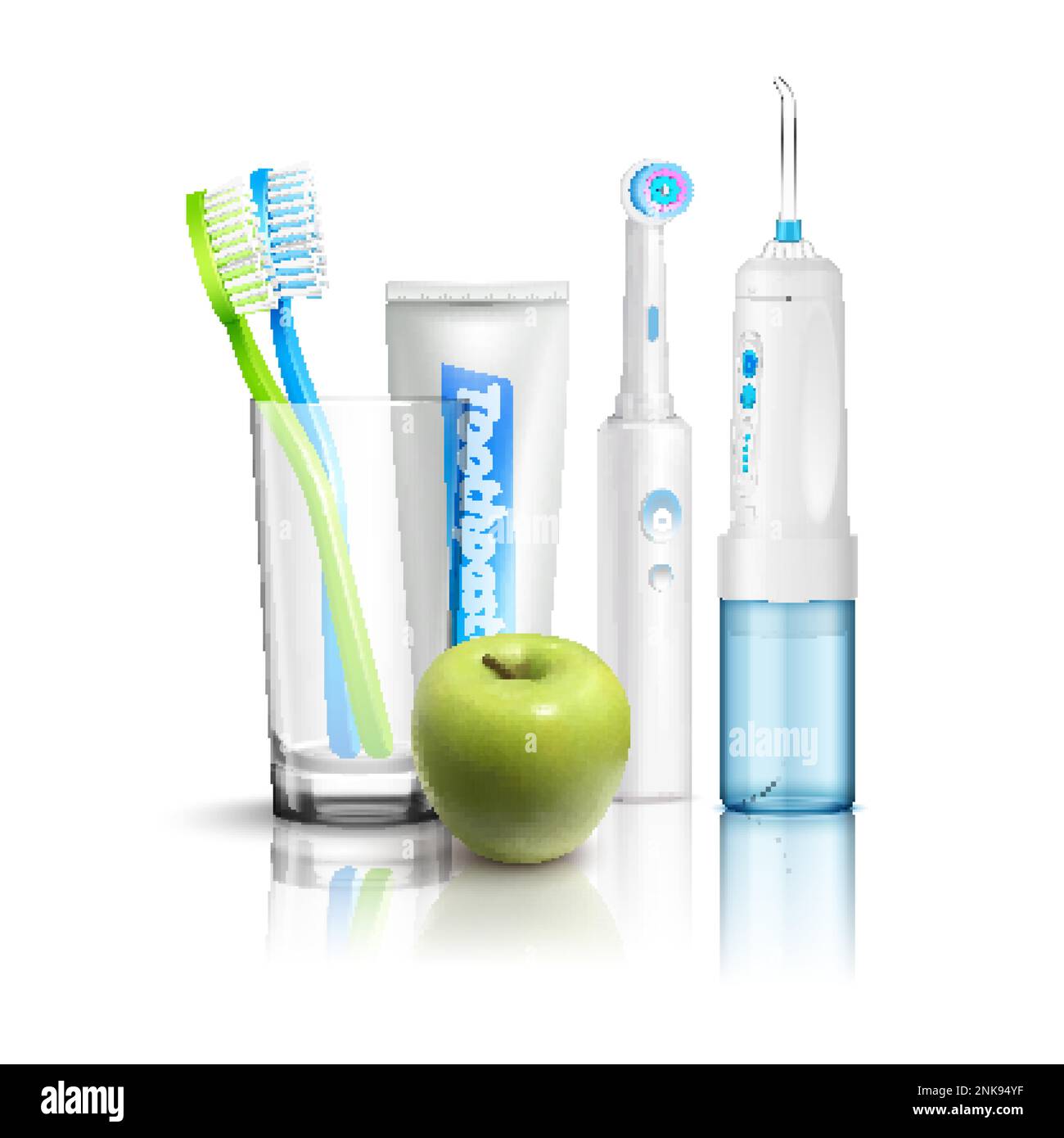 Realistic teeth care composition with water flosser electric and manual ...