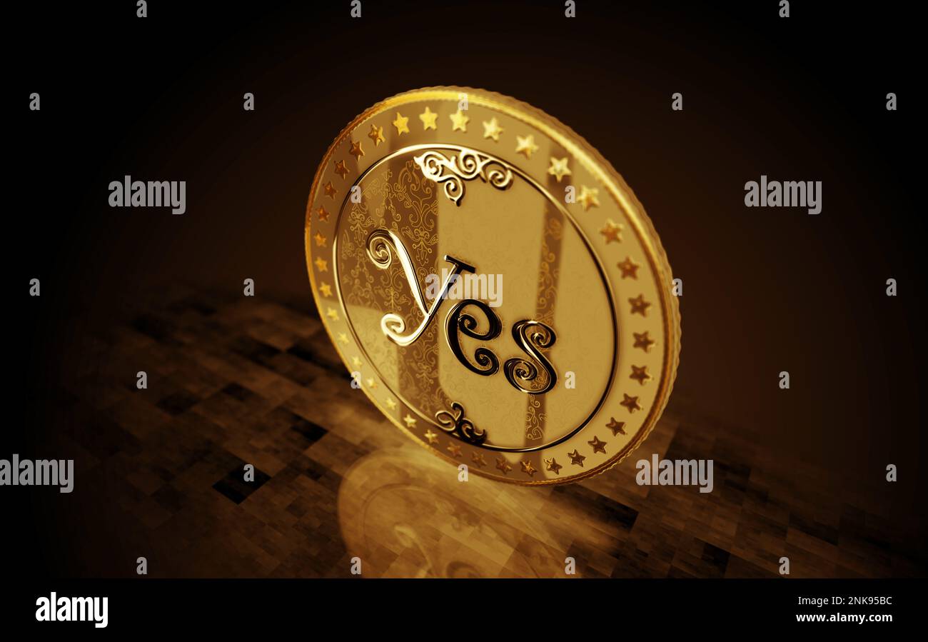 Yes or No random decision choice and gamble gold coin on green screen ...