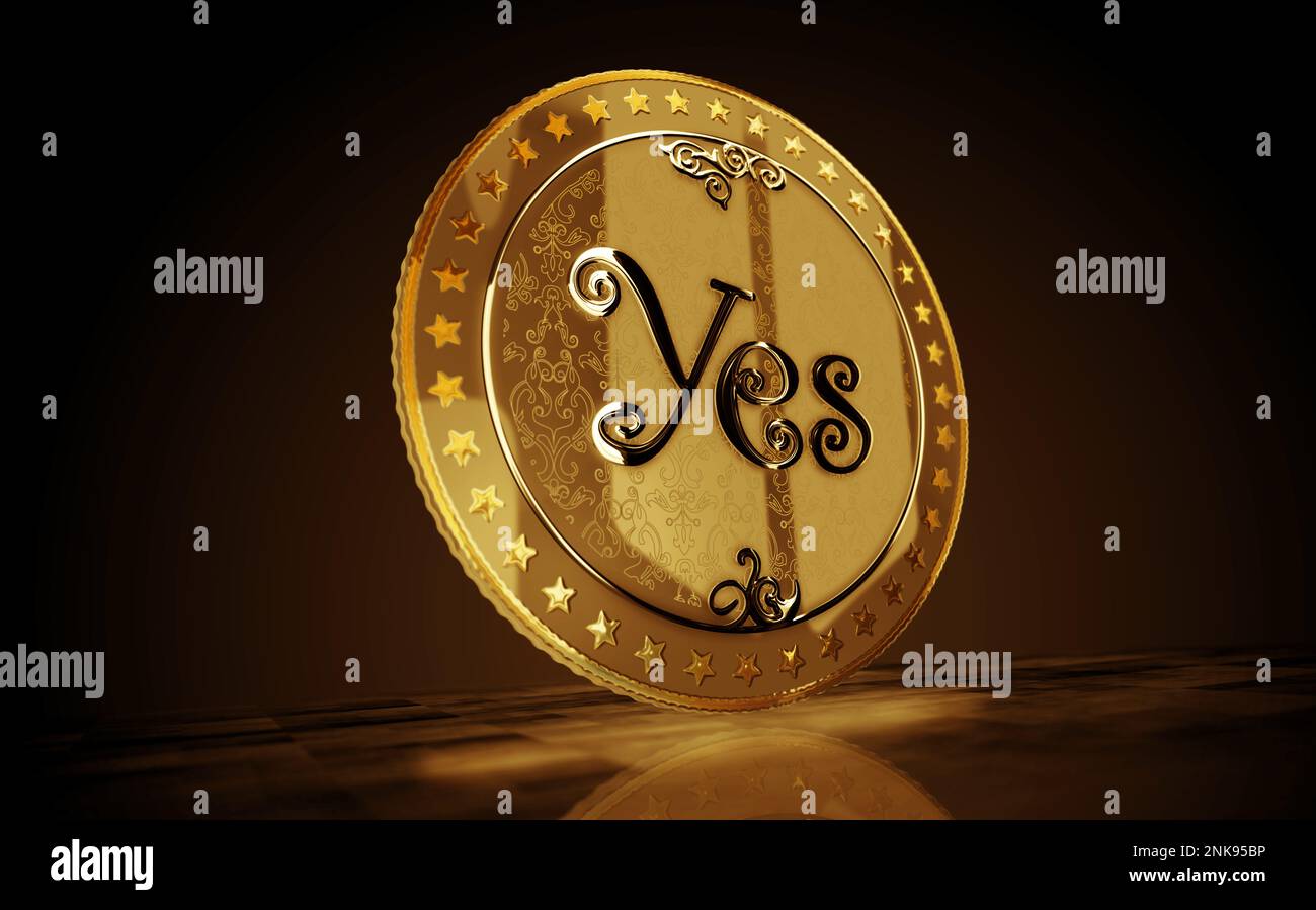 Yes or No random decision choice and gamble gold coin on green screen ...