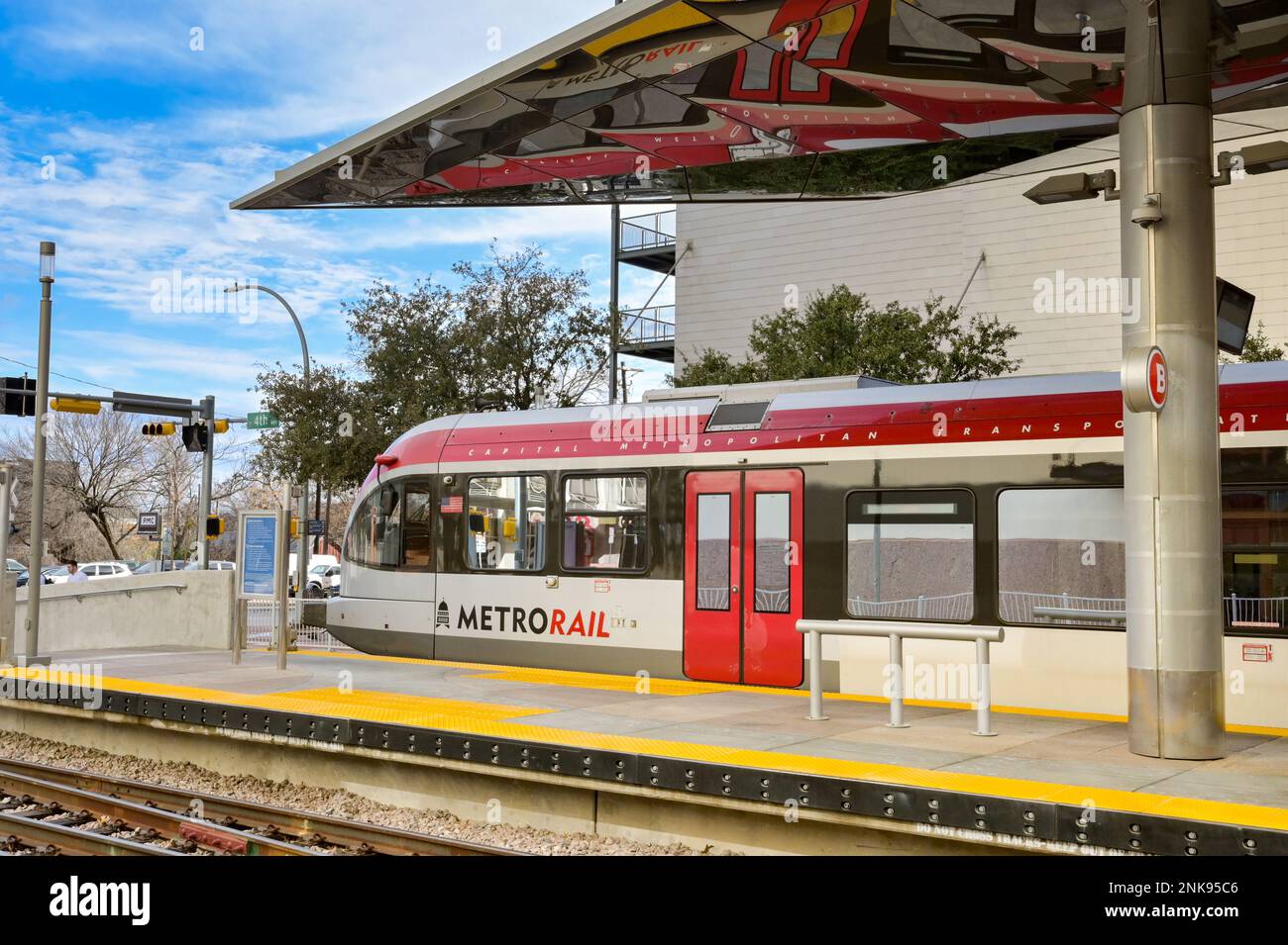 Austin, Texas, USA - February 2023: Commuter train at the Metrorail ...
