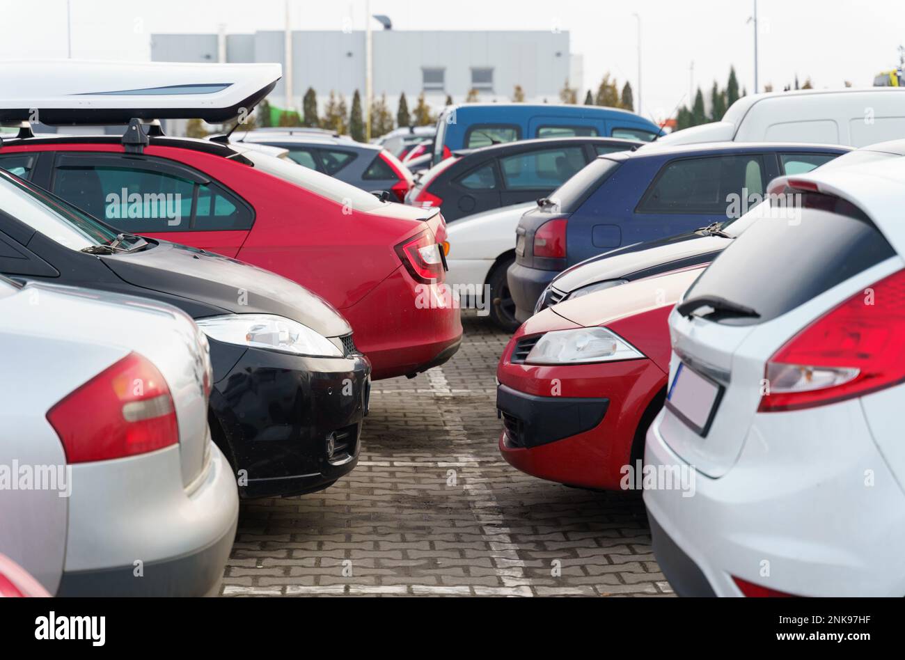Cars parked in the parking lot. Close-up. Transport concept Stock Photo ...