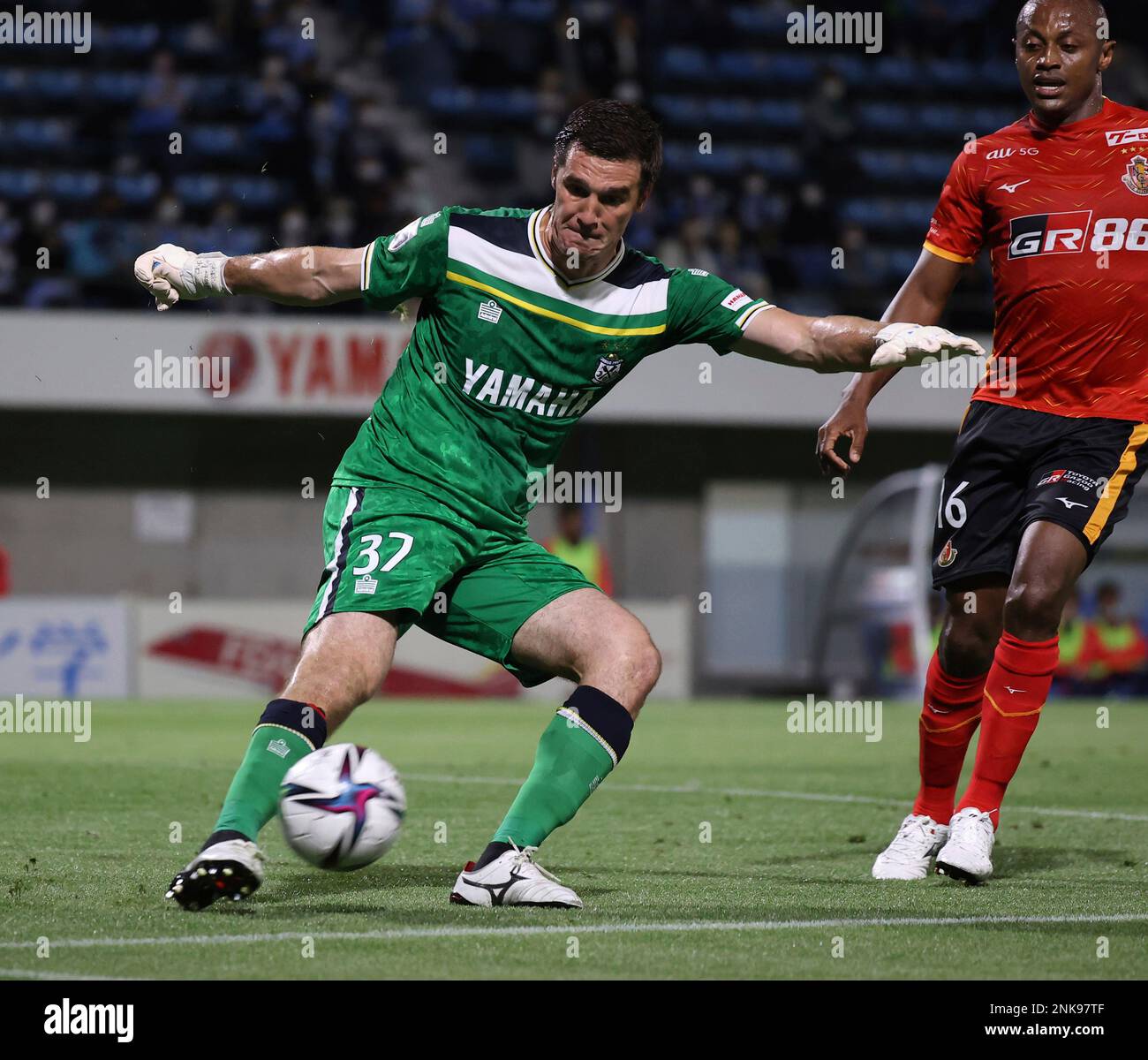Iwata's Goal Keeper ALEXEI KOSELEV of Moldova is pictured during the ...