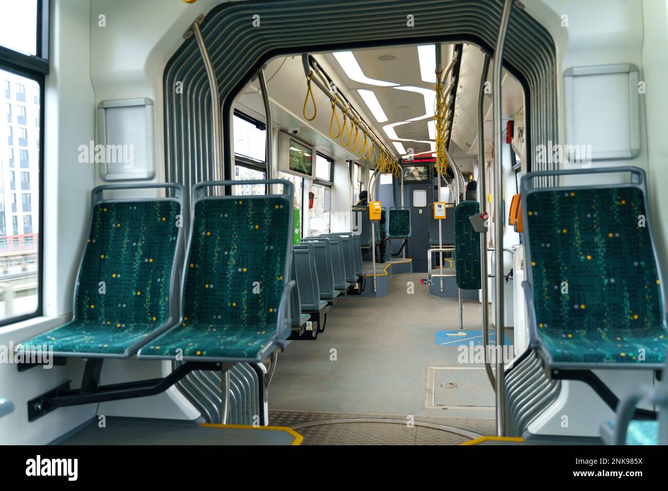 Interior design of a modern bus for passenger transportation in the ...