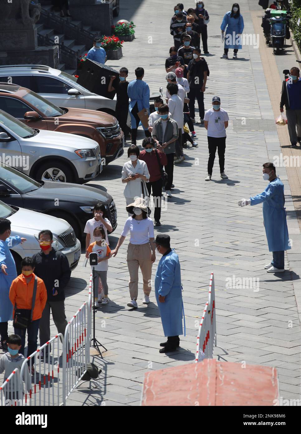 People line to take PCR tests in Dongcheng District, Beijing, China on ...
