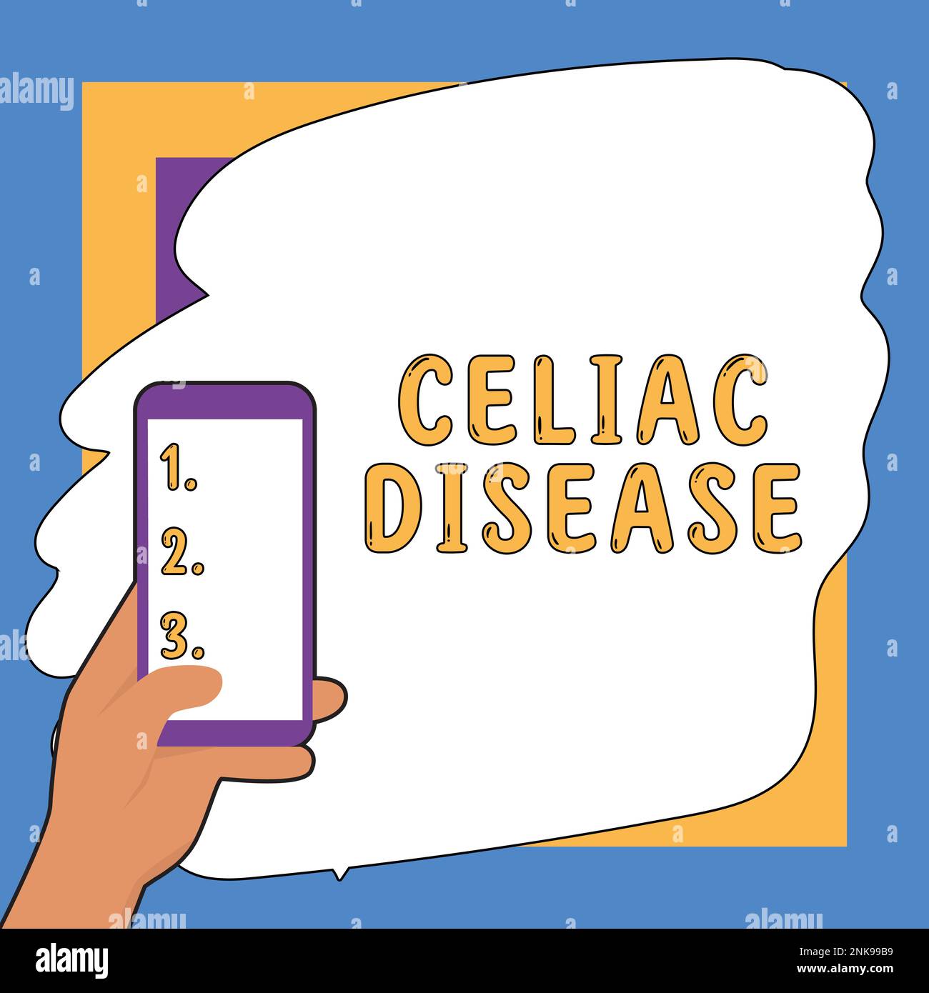 Text sign showing Celiac Disease. Business overview Small intestine is ...