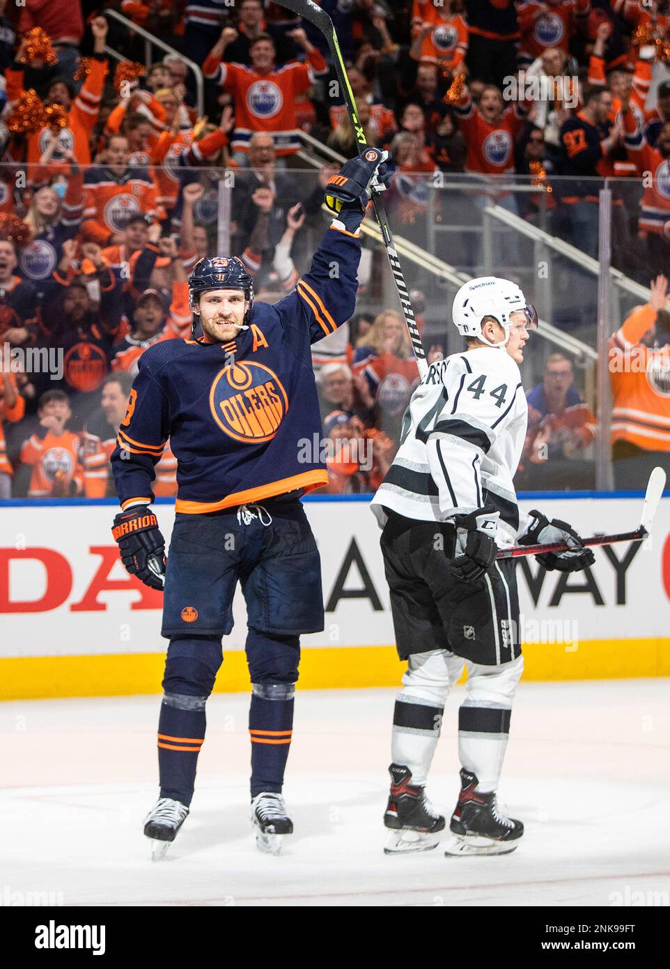 Los Angeles Kings' Mikey Anderson (44) skates by as Edmonton Oilers ...