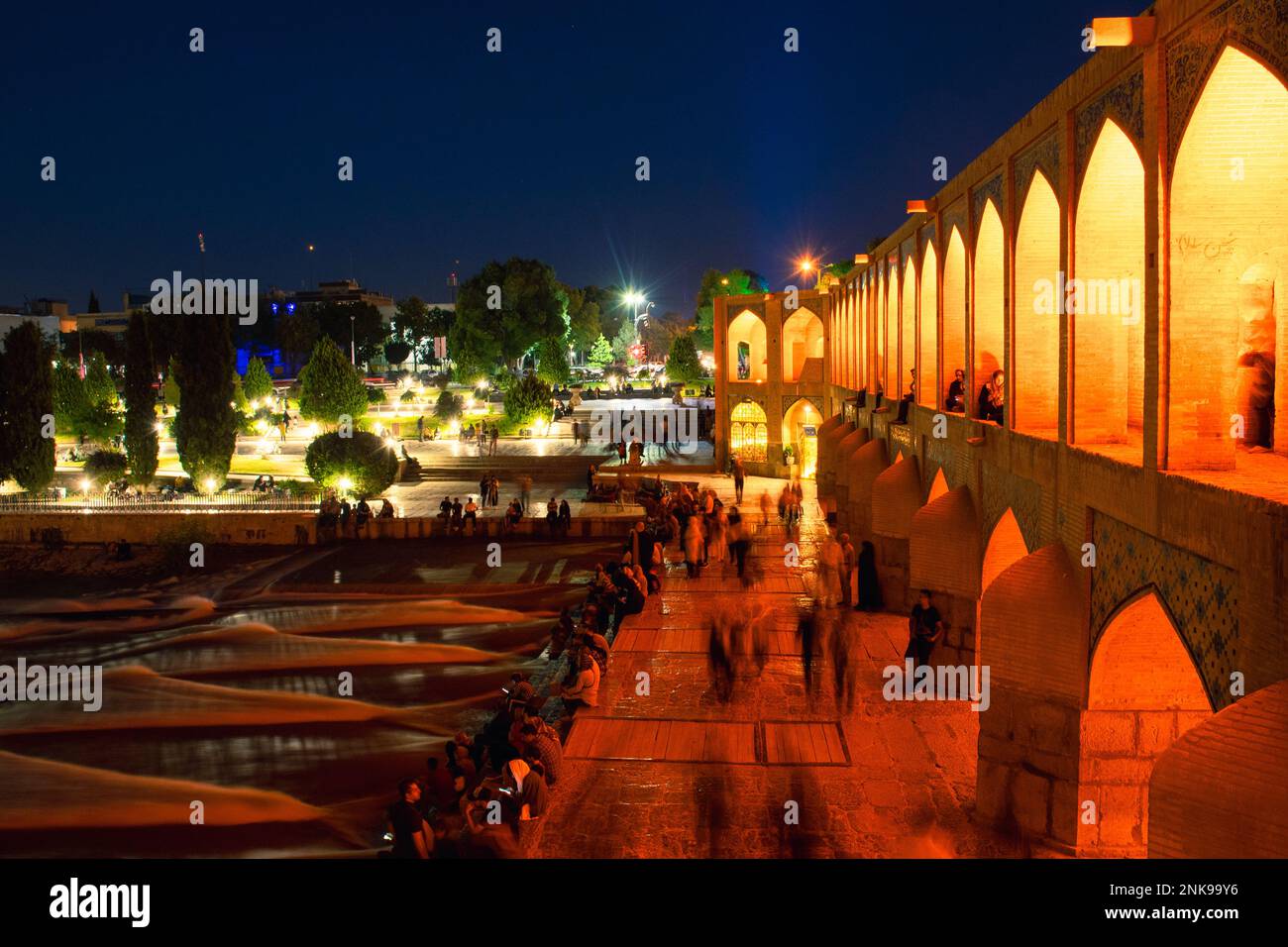 Isfahan, Iran - 15th june, 2022: Old Khajoo bridge at night, across the ...