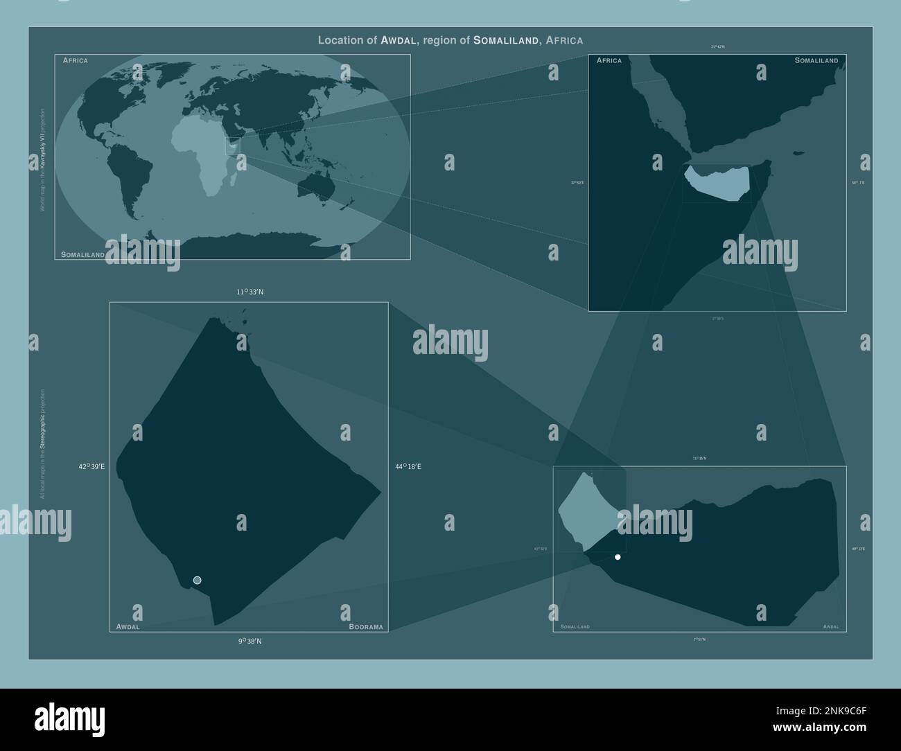 Awdal, region of Somaliland. Diagram showing the location of the region ...