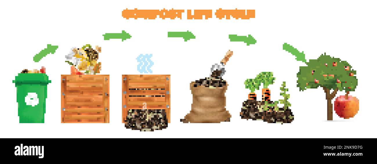 Compost realistic life cycle concept with ecosystem symbols vector ...