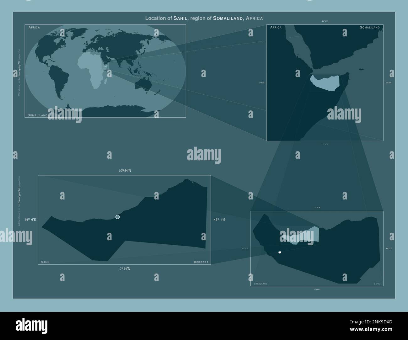 Sahil, region of Somaliland. Diagram showing the location of the region ...