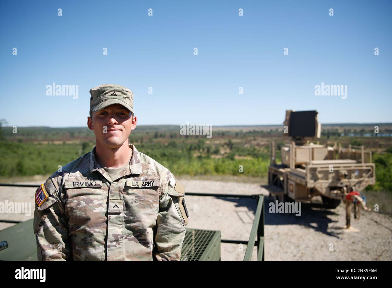 U.S. Army Pvt. Nicholas Irving, an Air Defense Battle Management System ...