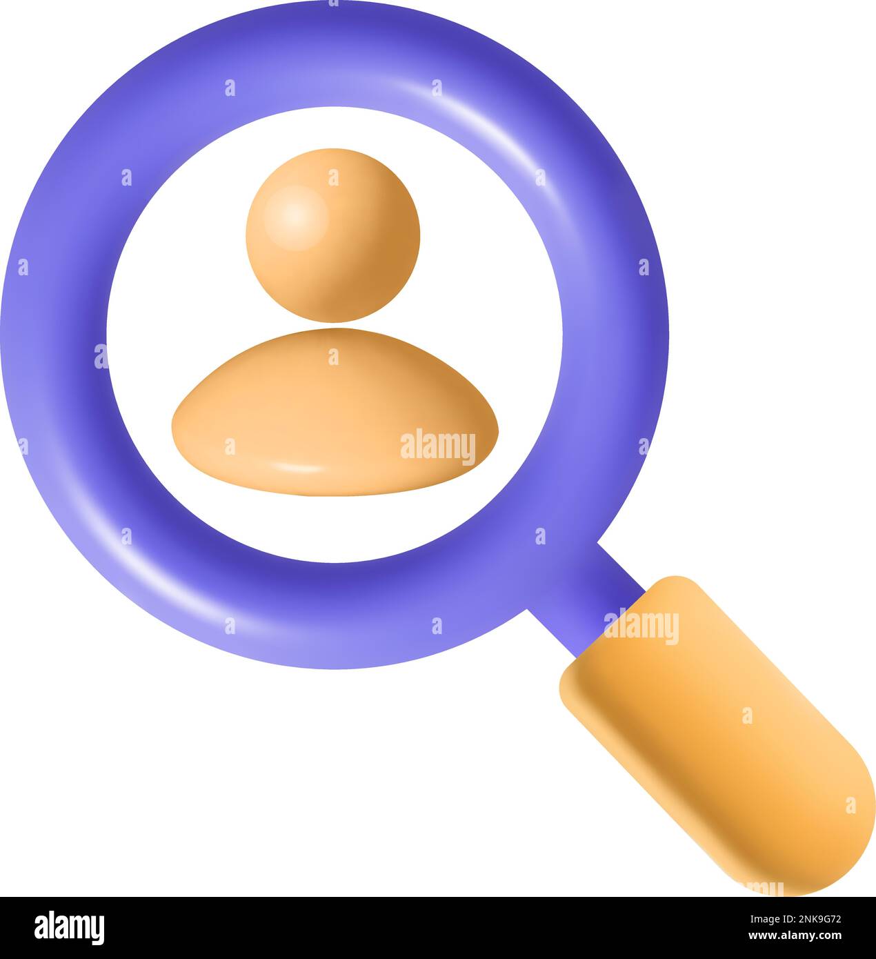3D icon mesh Magnifying Glass Chooses Unique Avatar. Render Human ...
