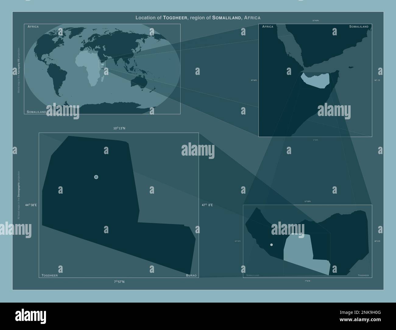 Togdheer, region of Somaliland. Diagram showing the location of the ...