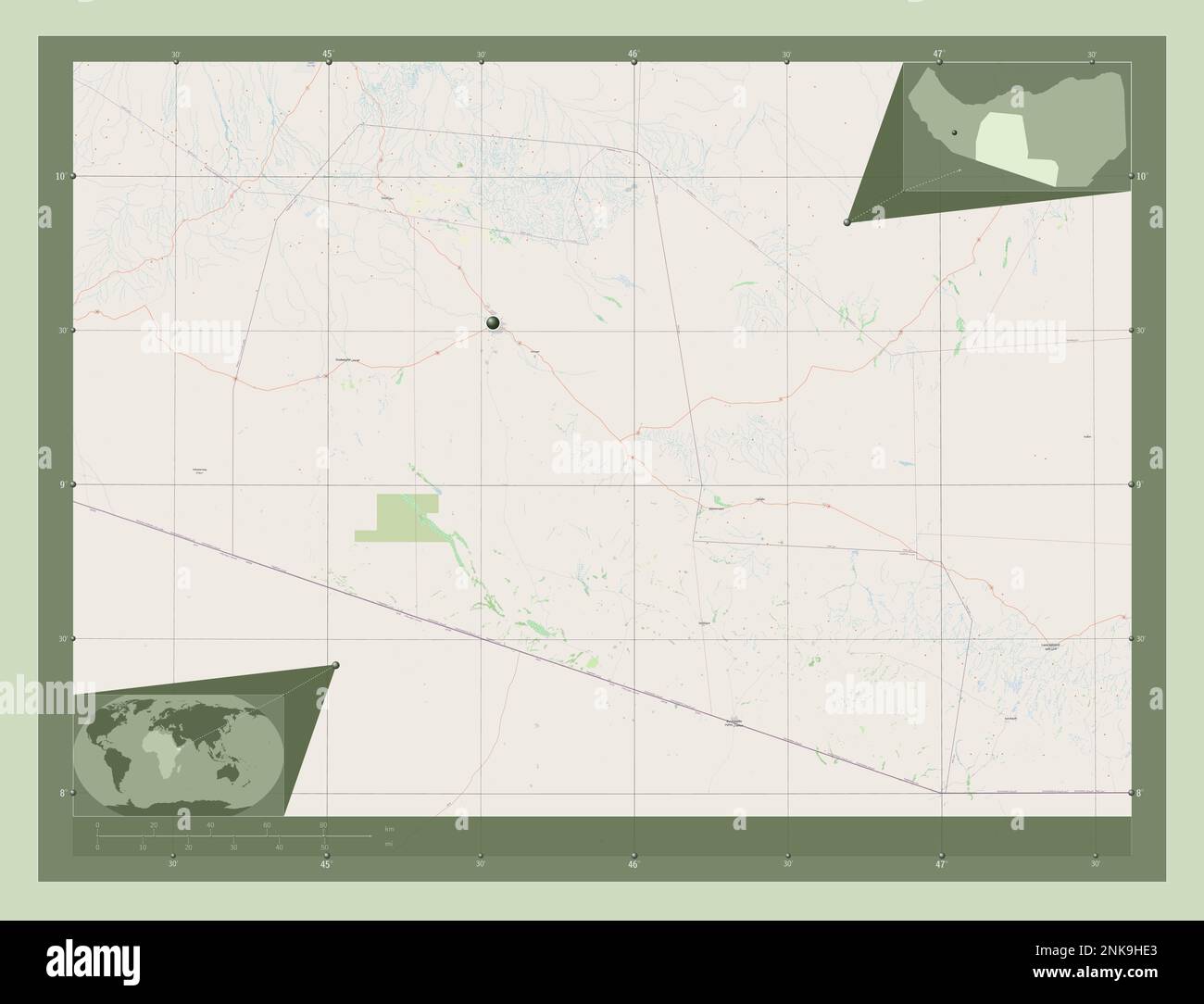 Togdheer, region of Somaliland. Open Street Map. Corner auxiliary ...
