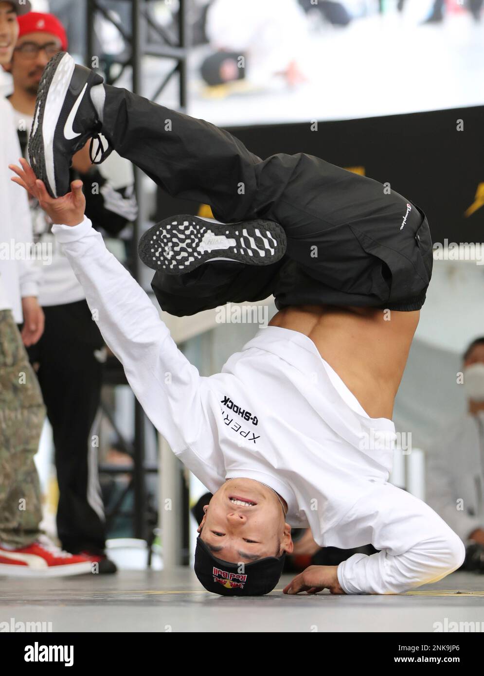 Japanese breakdancing dancer "Shigekix" (Shigeyuki Nakarai) performs in Hiroshima City ...