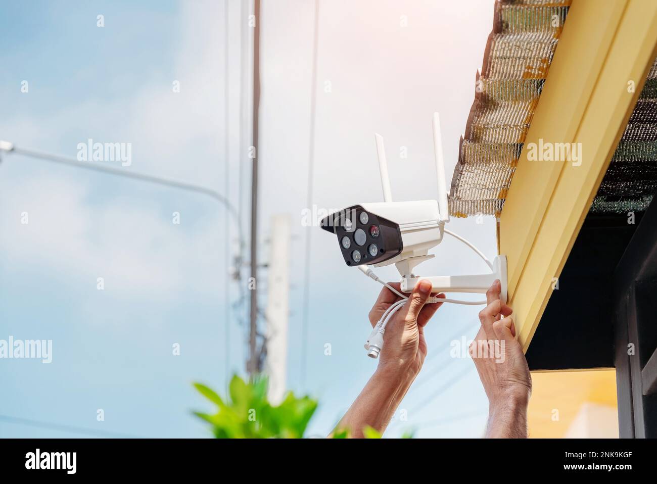 Security camera setup, cctv installation Stock Photo - Alamy
