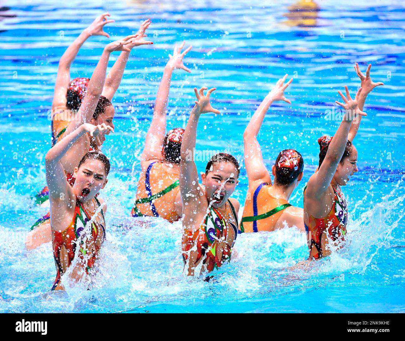 Members of Artistic Swimming Japan National Team perform during free ...