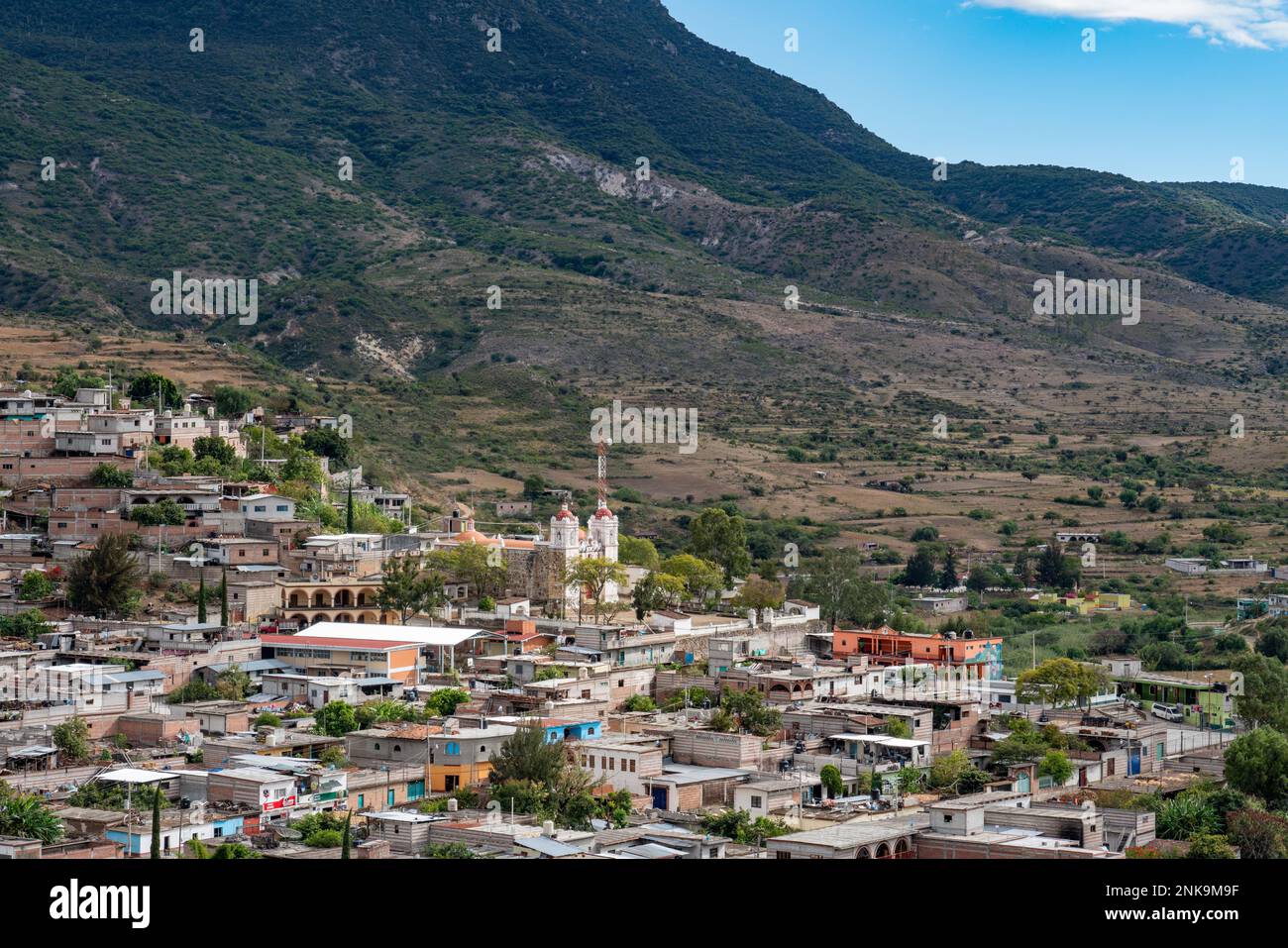 A view of the pueblo San Miguel del Valle in Tlacolula Valley of Oaxaca ...