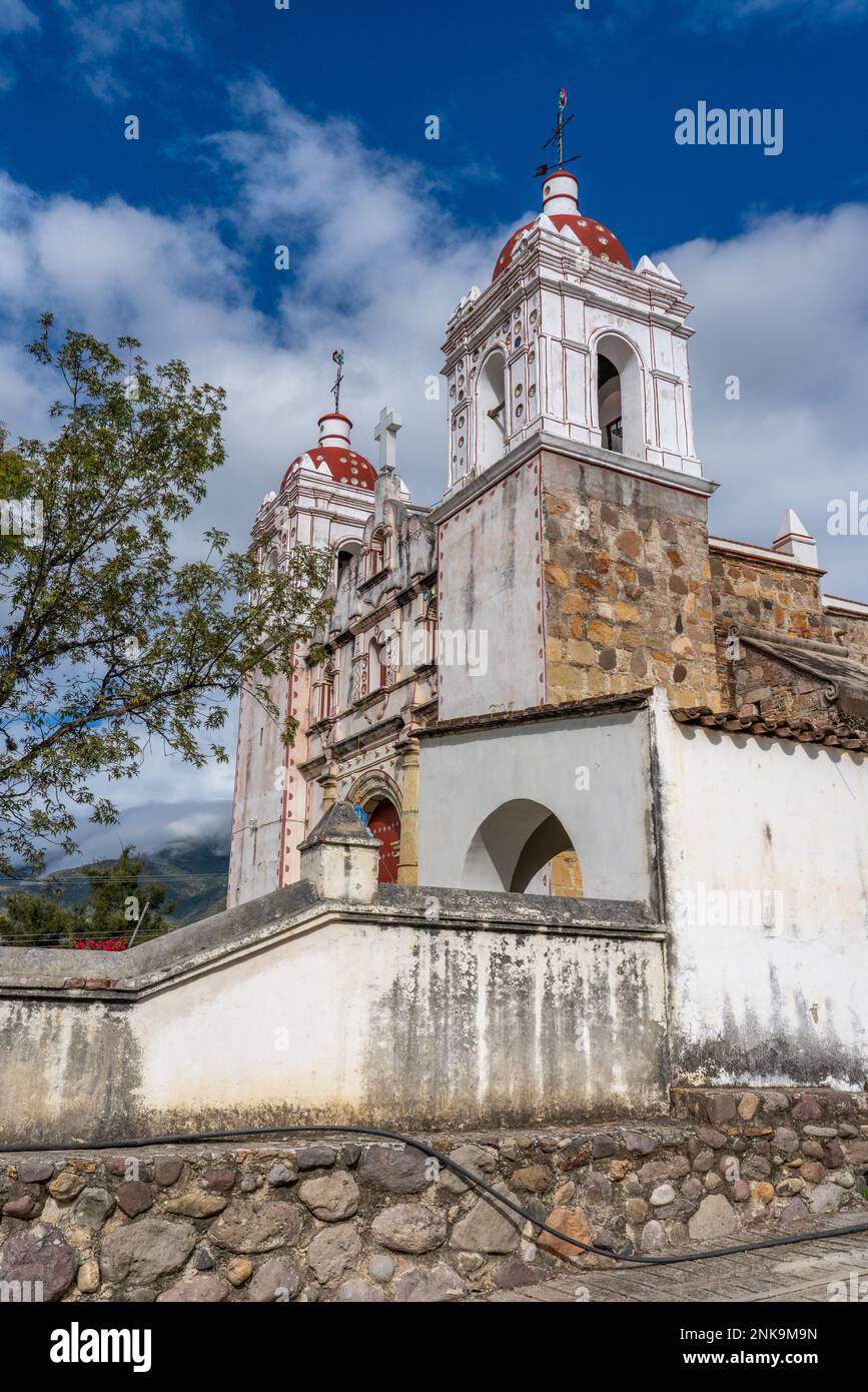 Facade and bell towers of the Spanish colonial Church of San Miguel ...