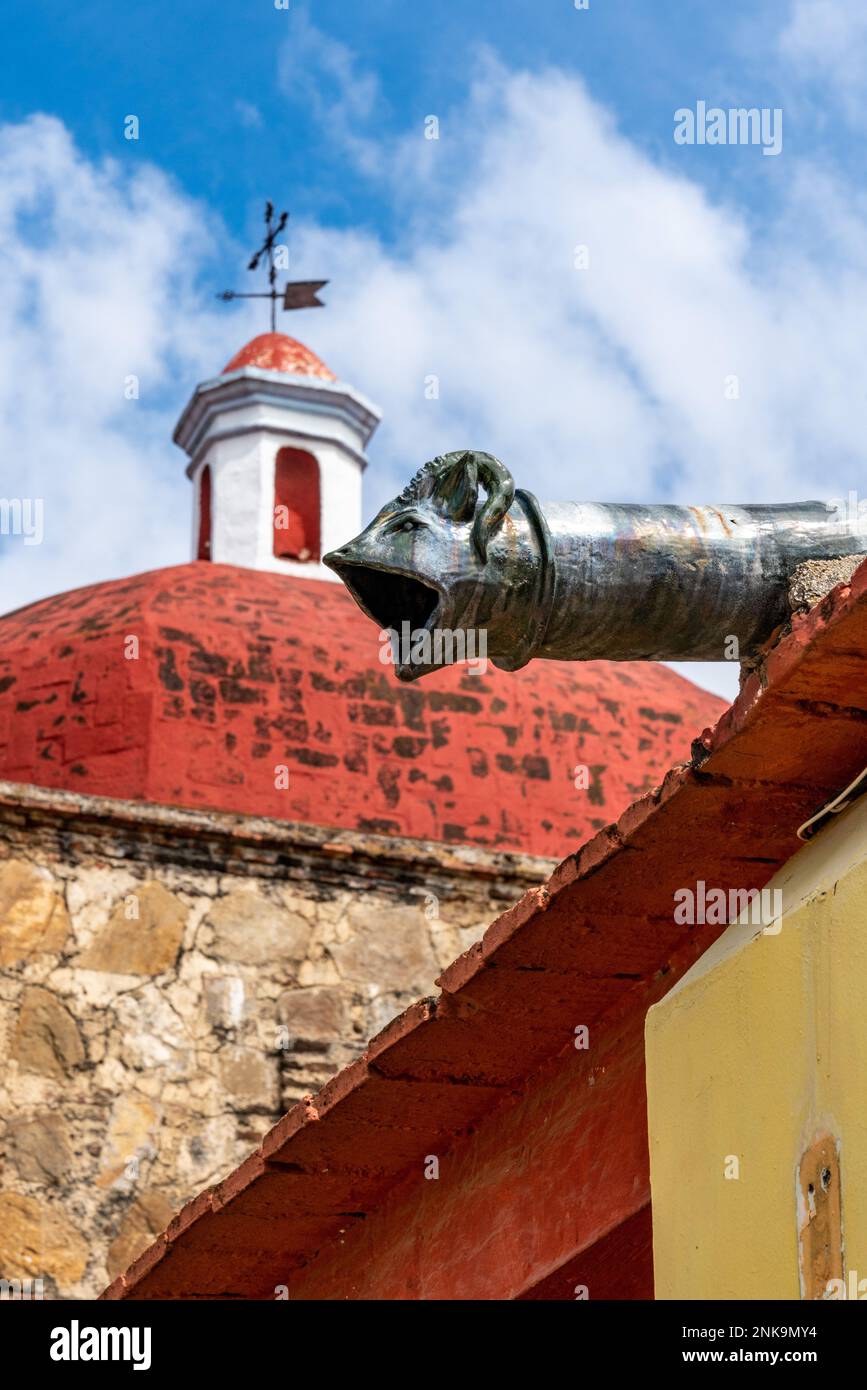 Animal-shaped ceramic drain spouts on the Church of Nuestra Senora de ...