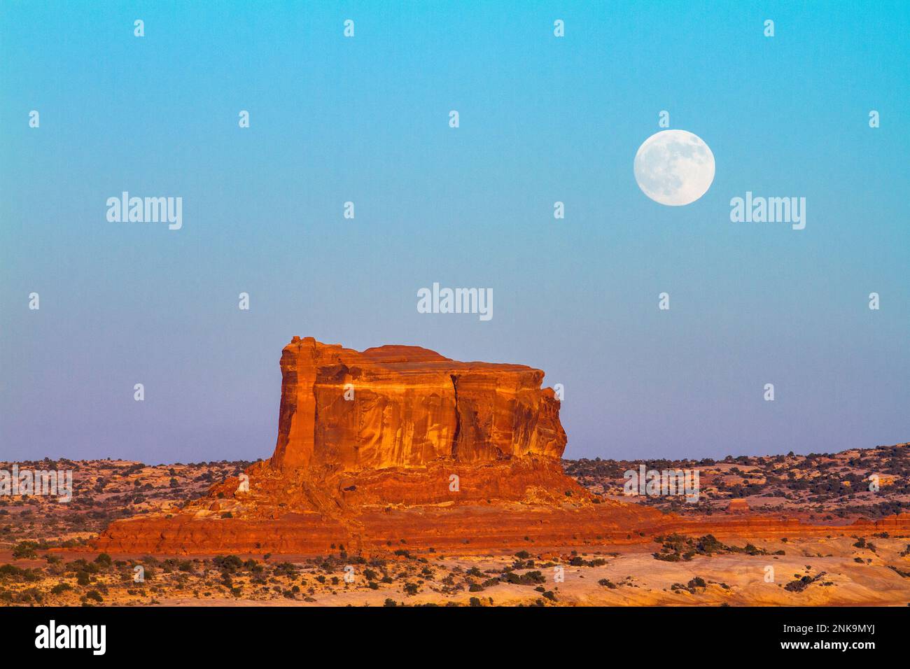 Rising moon over the Monitor Butte near Moab, Utah Stock Photo - Alamy