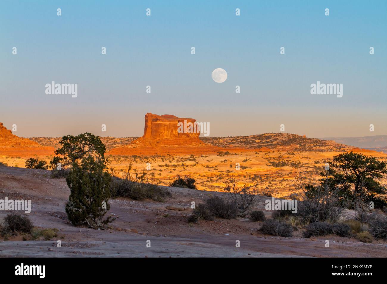 Rising moon over the Monitor Butte near Moab, Utah Stock Photo - Alamy