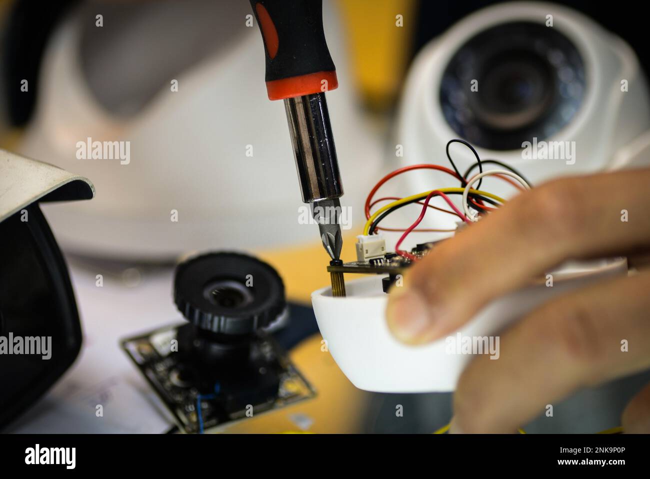 Security camera setup, cctv installation Stock Photo - Alamy