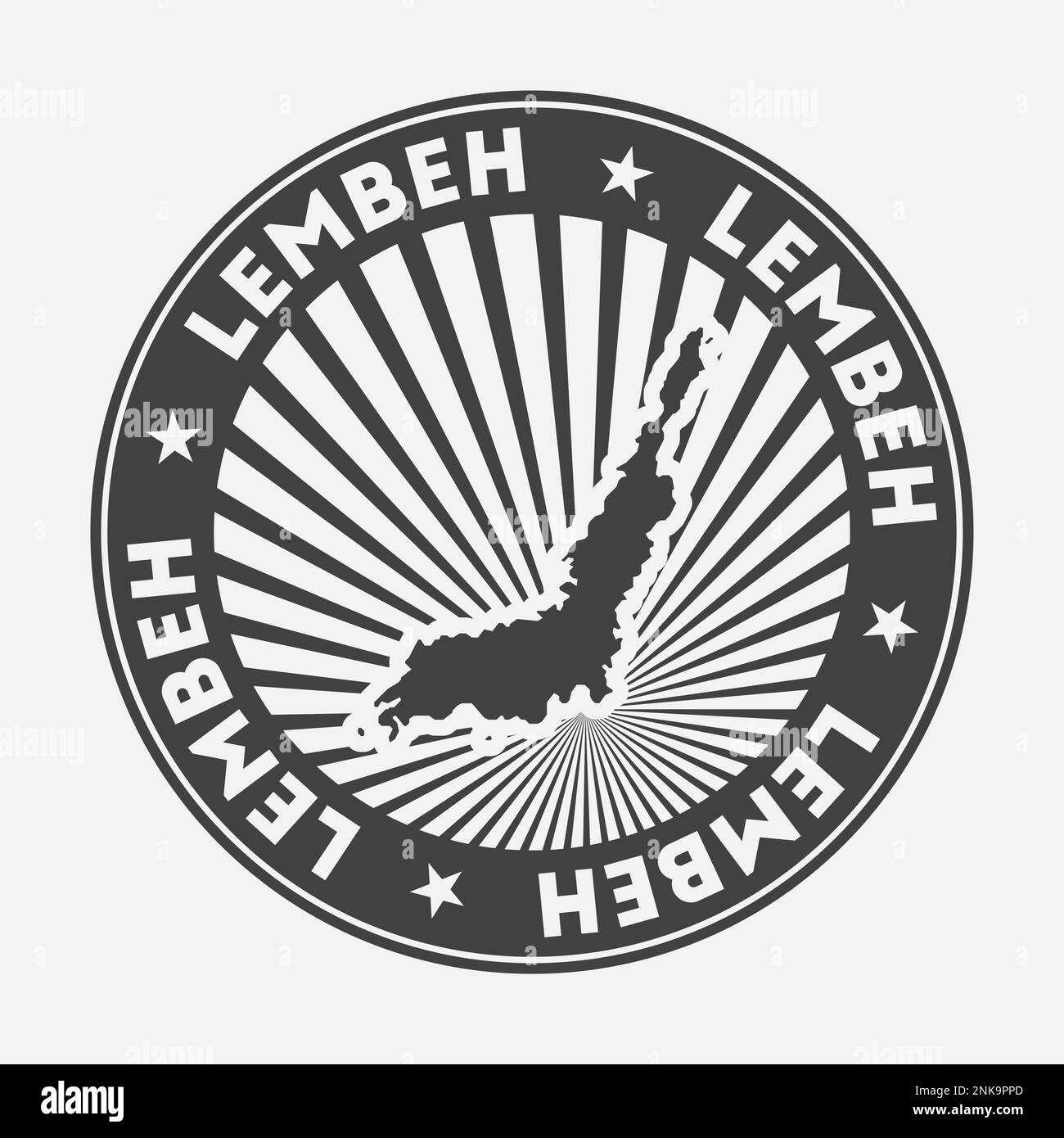 Lembeh round logo. Vintage travel badge with the circular name and map of island, vector ...
