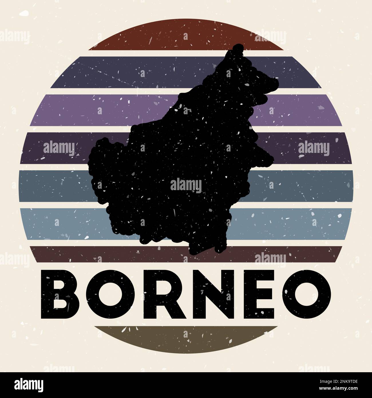 Borneo logo. Sign with the map of the island and colored stripes ...