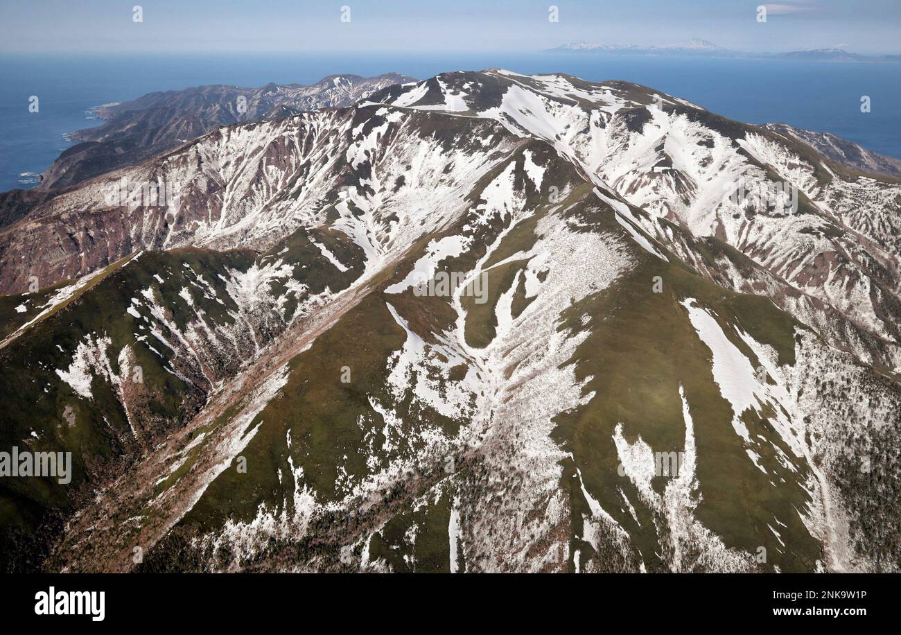 An aerial photo shows Mount Shiretoko, a volcano, at Shiretoko ...