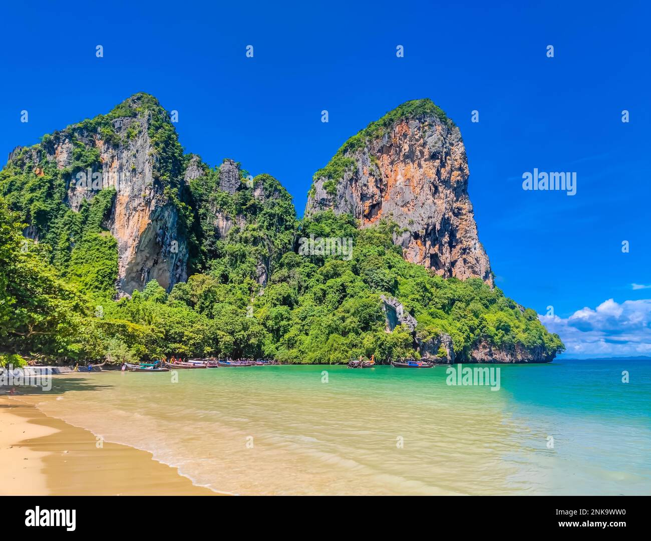 Railay west beach in Krabi district Thailand. Paradise beach with ...