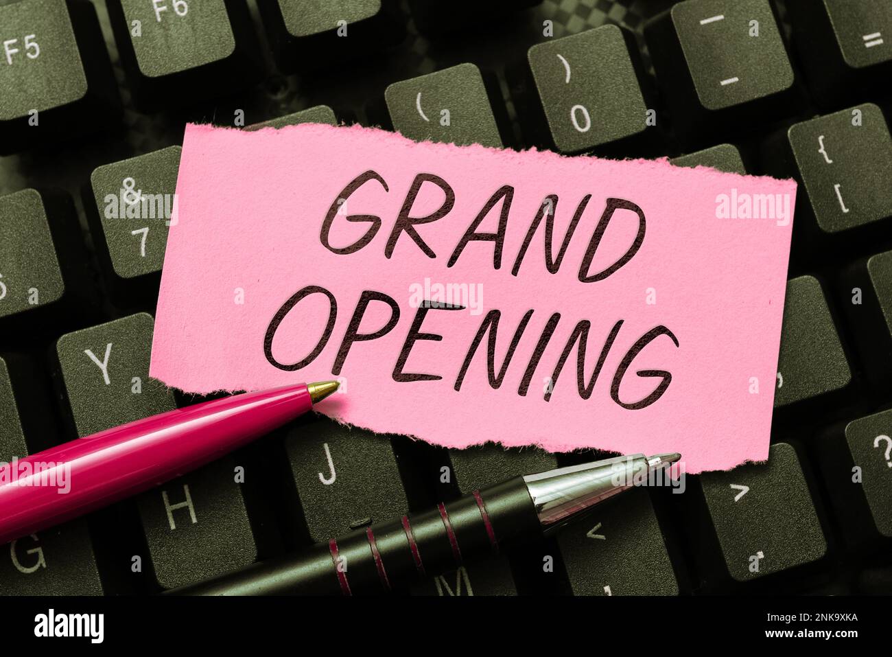 Hand writing sign Grand Opening. Concept meaning Ribbon Cutting New ...