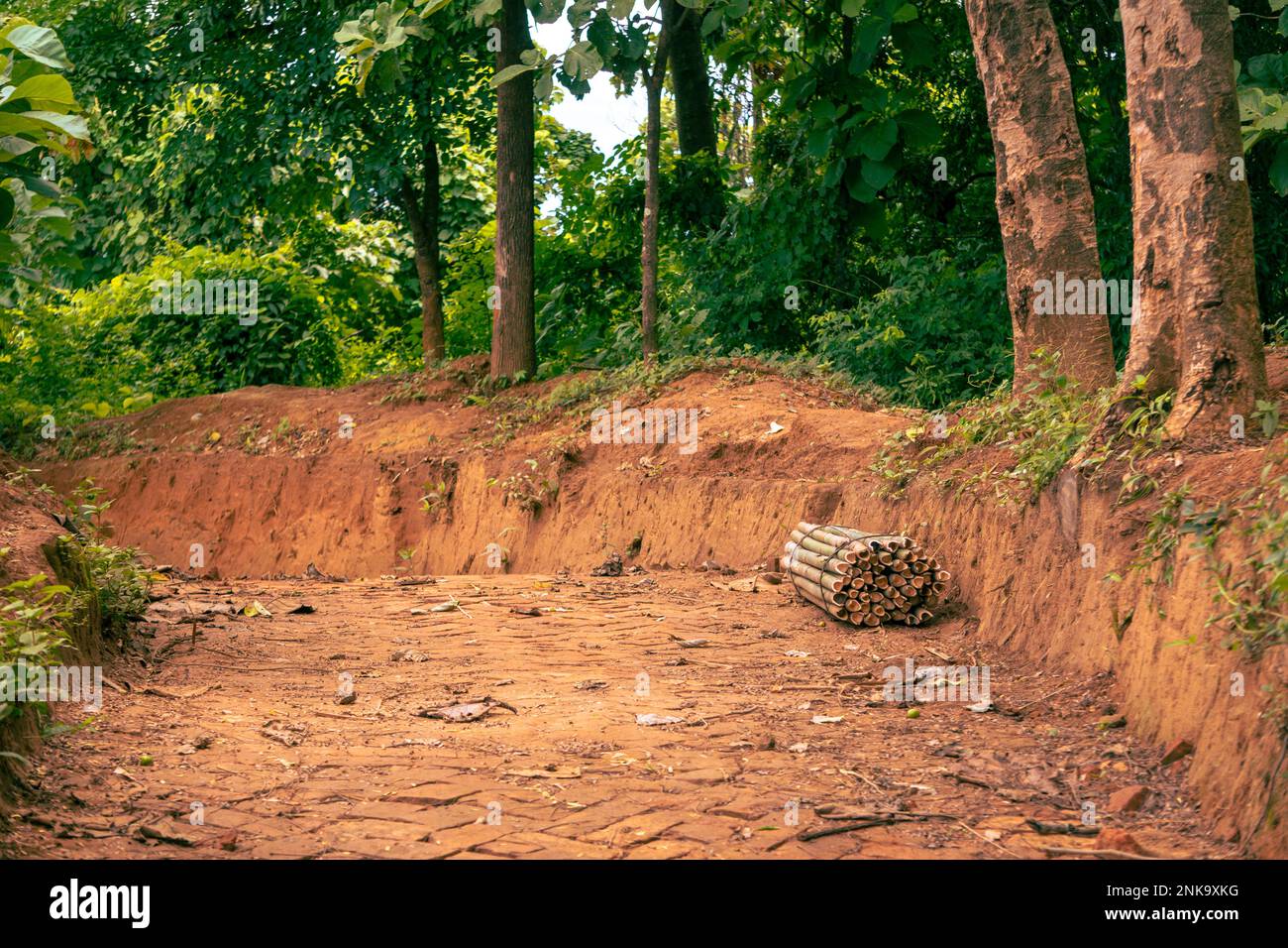 Bandarban, Bangladesh is a hilltop road. Sky, horizon, mountain forest ...
