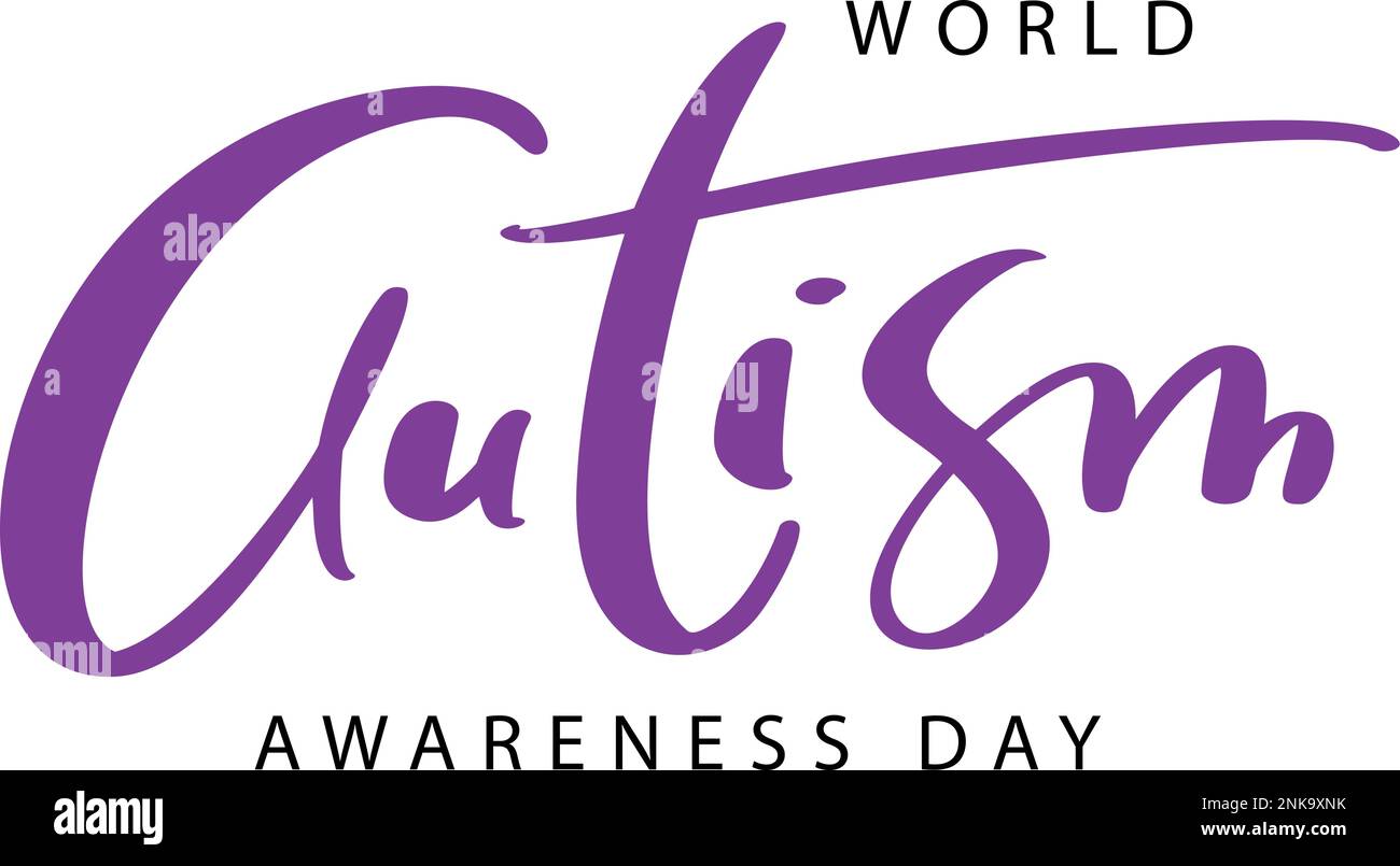 World Autism awareness day vector calligraphic logo text hand draw ...