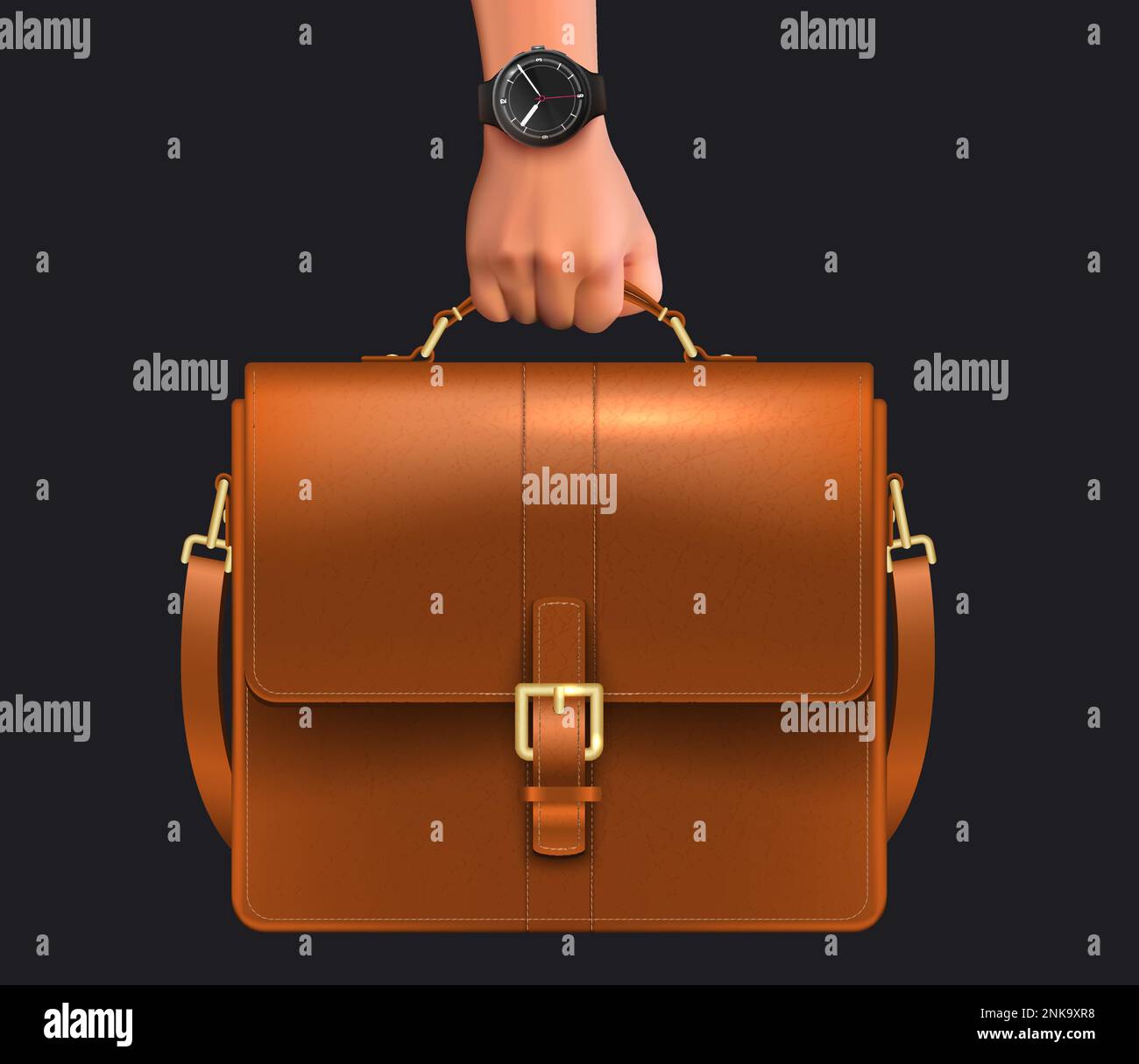 Realistic business bag man hand composition with image of male hand ...