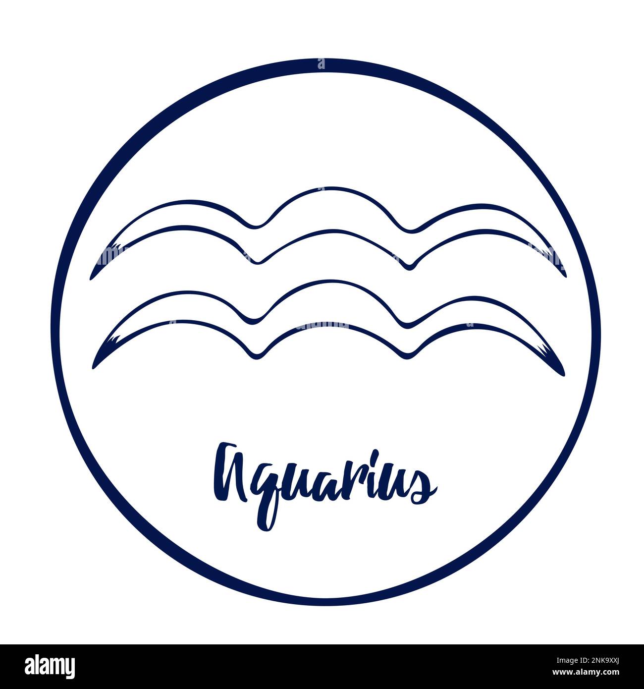 Hand drawn Zodiak signs. White Aquarius zodiac icons on a white ...