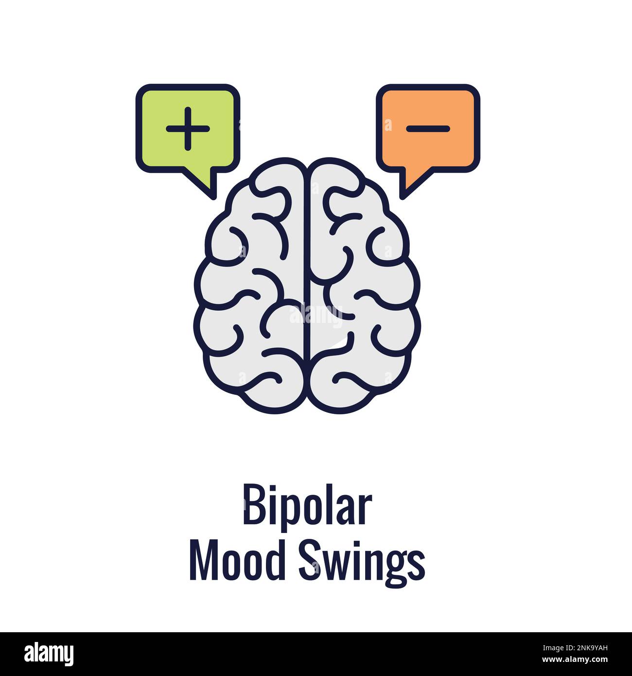 Bipolar Disorder or Depression BP Icon Set Showing Mental Health Icons ...