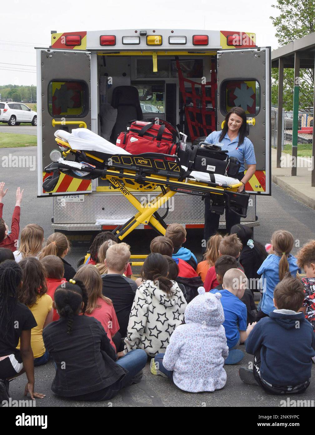 Amber Douglas, an AMR (American Medical Response) paramedic, shows ...