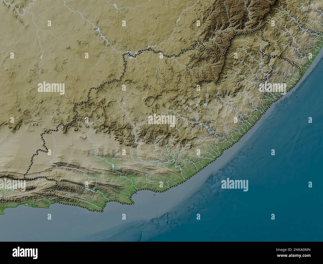 Eastern Cape, province of South Africa. Elevation map colored in wiki ...