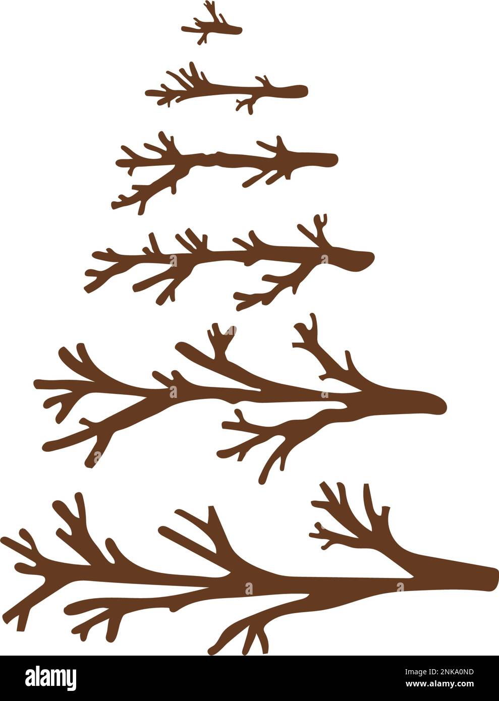 Brown sticks Christmas tree vector illustration Stock Vector Image ...
