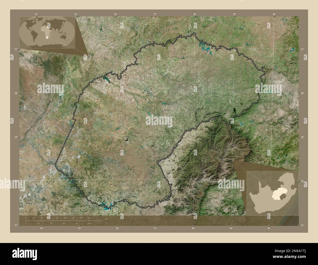Free State, province of South Africa. High resolution satellite map ...