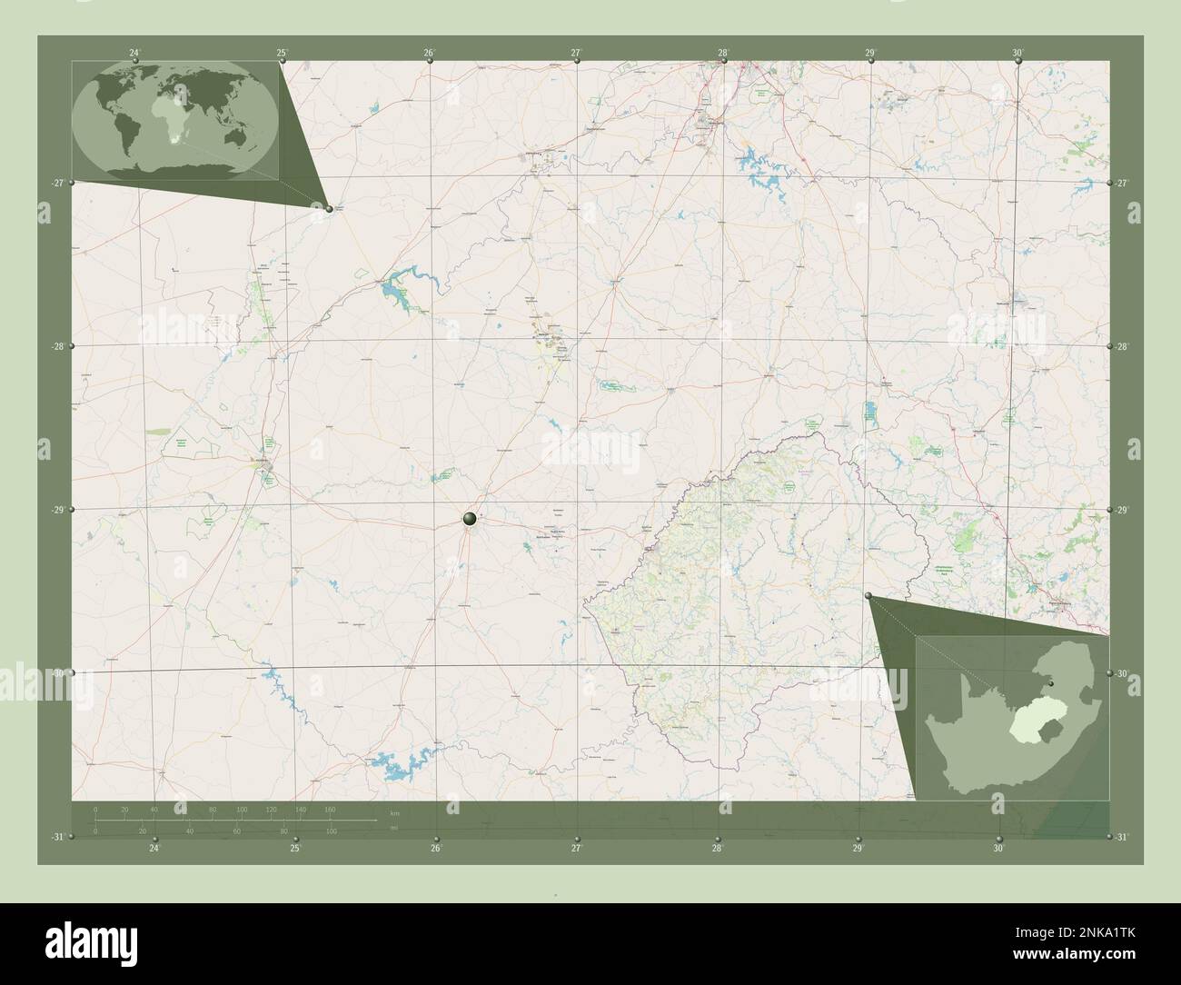 Free State, province of South Africa. Open Street Map. Corner auxiliary ...