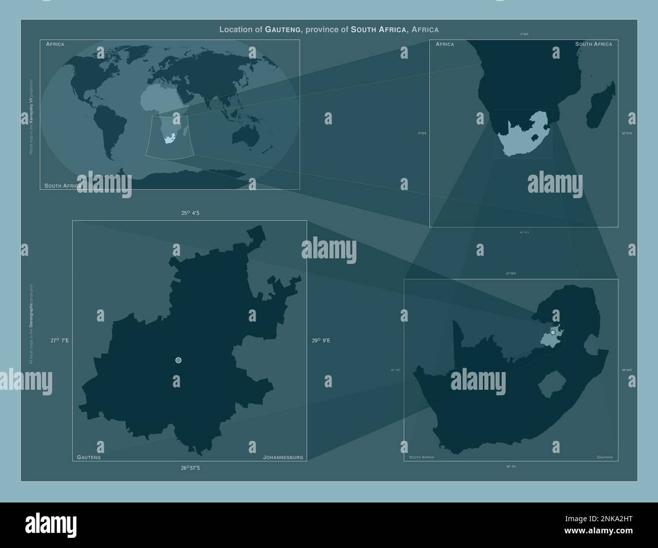 Gauteng, province of South Africa. Diagram showing the location of the ...