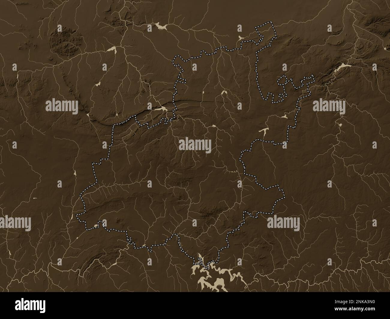 Gauteng, province of South Africa. Elevation map colored in sepia tones ...