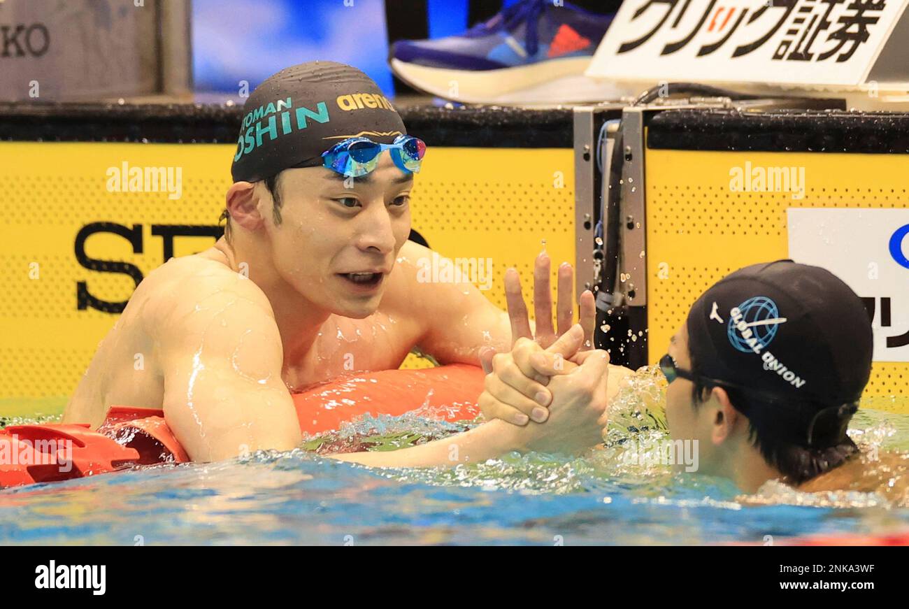 Japanese swimmer Ryosuke Irie reacts after competeing the men's 100 ...
