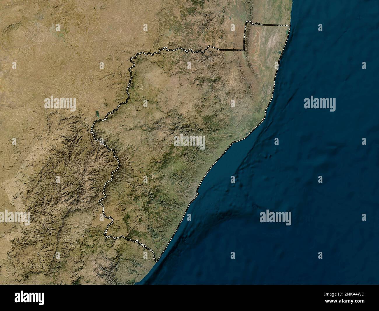 KwaZulu-Natal, province of South Africa. Low resolution satellite map ...
