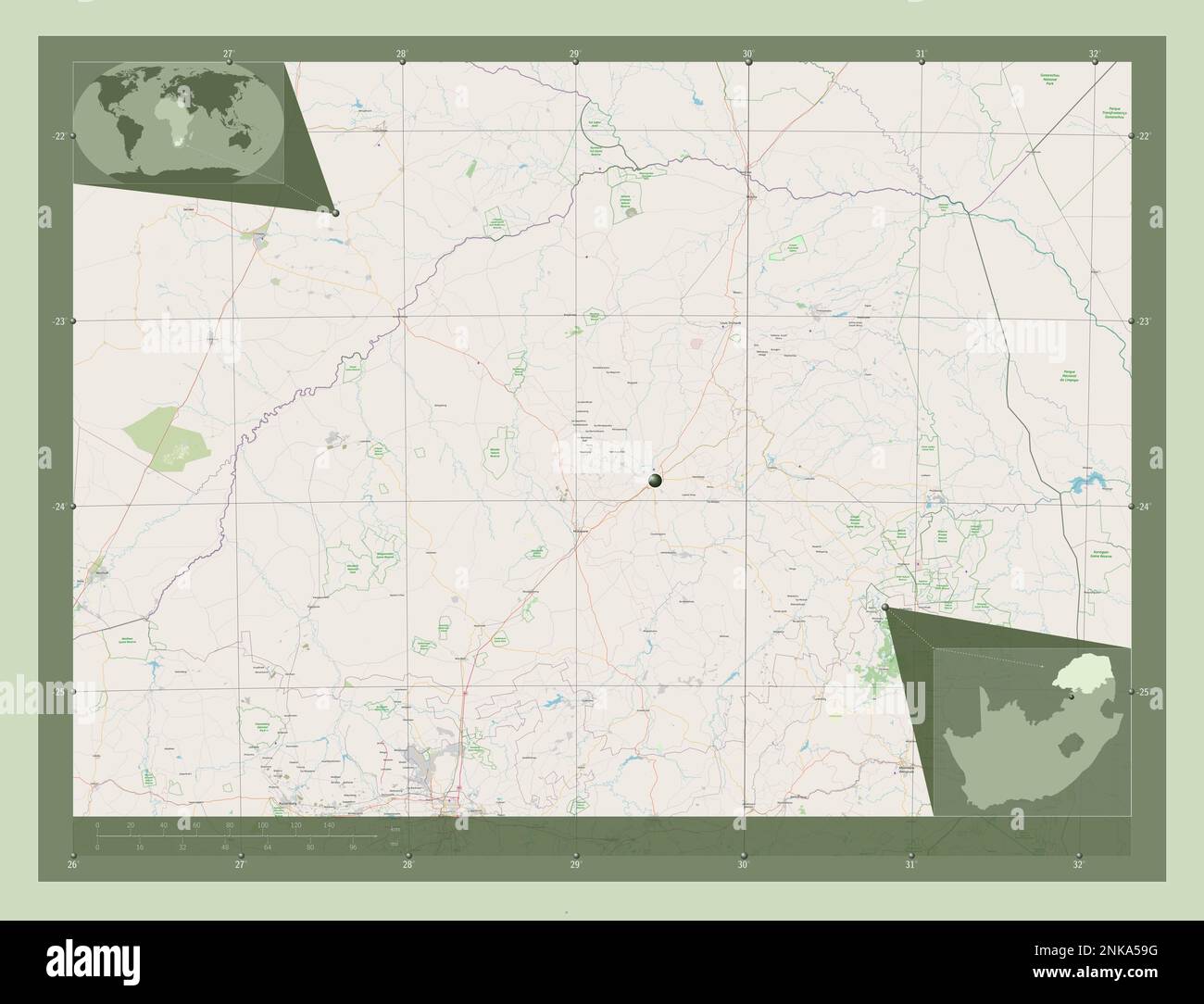 Limpopo, province of South Africa. Open Street Map. Corner auxiliary ...